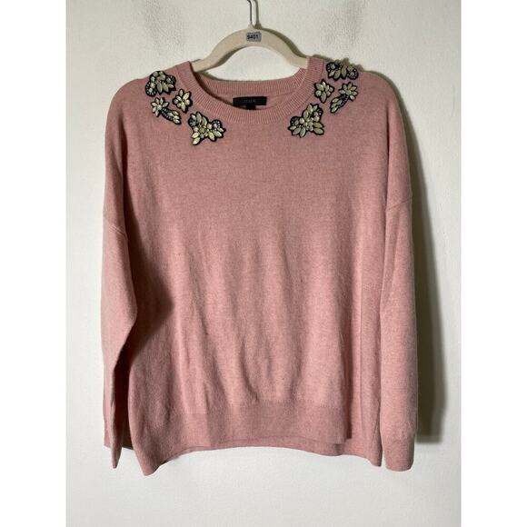 J. Crew Factory | Sweaters | J Crew Pink Knit Long Sleeve Sweater Sz L ...